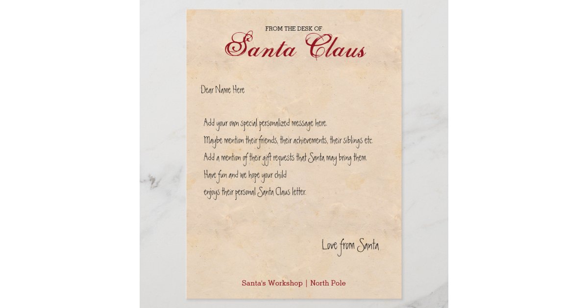 From The Desk Of Santa Personalized Letter | Zazzle.com