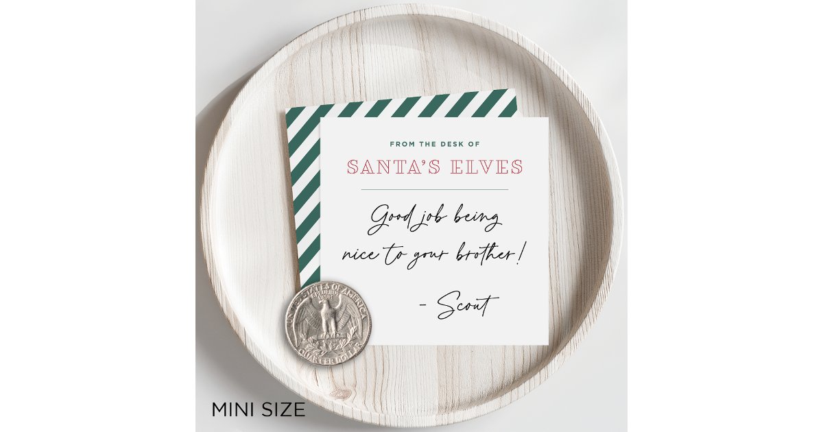 From the Desk of Santa's Elves Mini Christmas Note Card | Zazzle