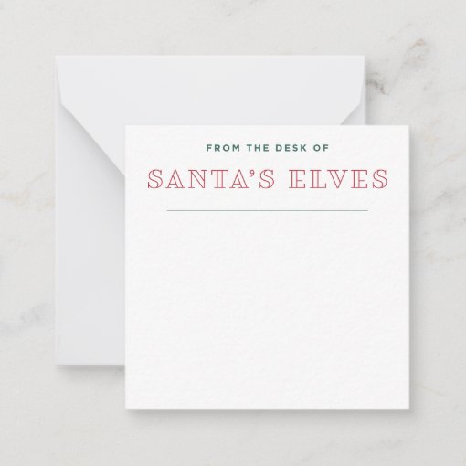 From the Desk of Santa's Elves Mini Christmas Note Card | Zazzle