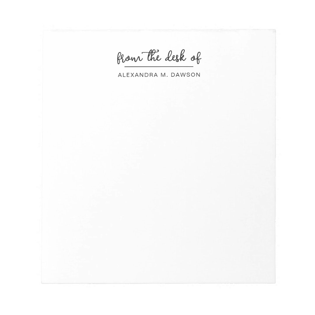 From The Desk Of Simple Script Name Notepad | Zazzle