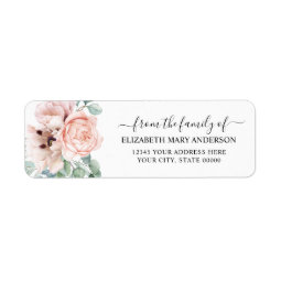 From the Family Funeral Memorial Pink Peony Floral Label | Zazzle