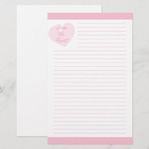 From the Heart Pink Lined Stationery | Zazzle