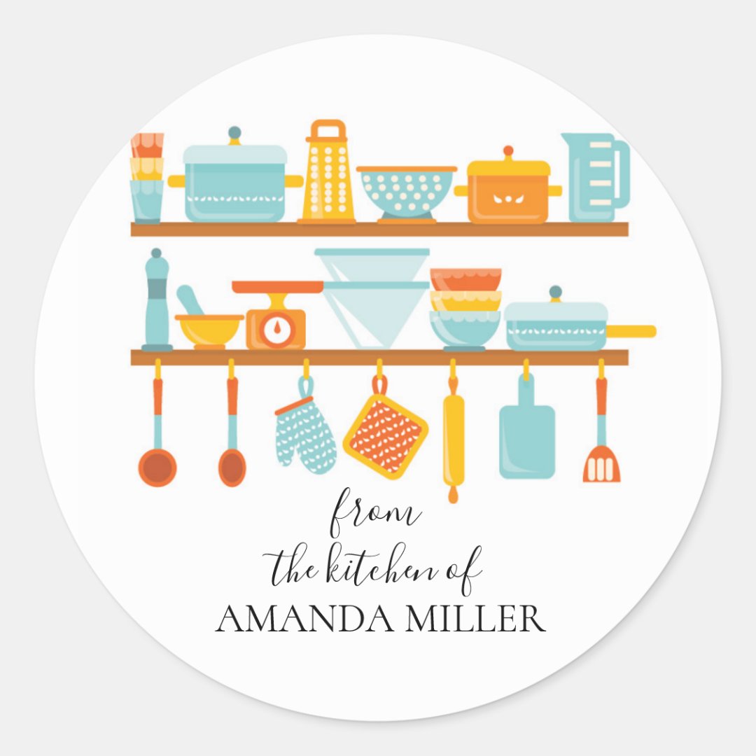From the Kitchen of Retro Round Sticker | Zazzle