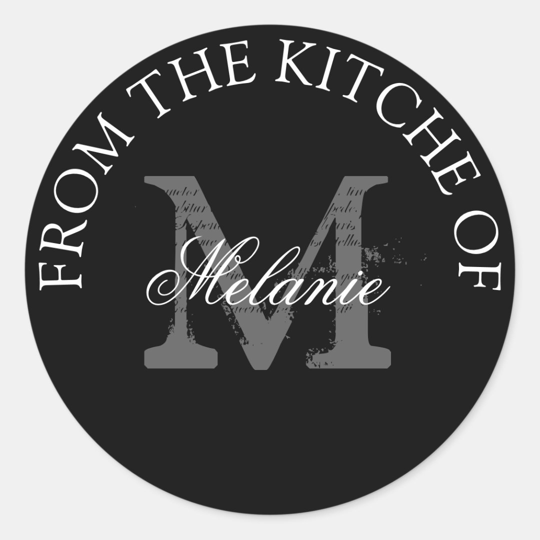 From the kitchen of round monogram stickers | Zazzle