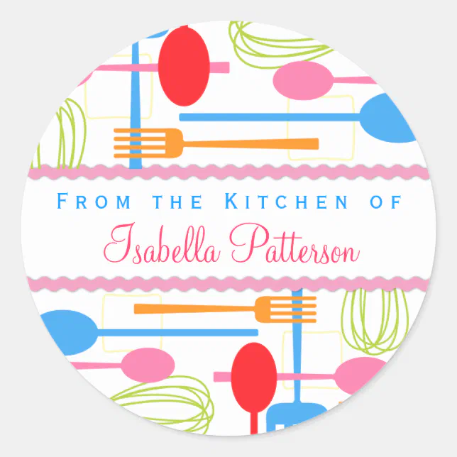 From the Kitchen Retro Cooking Utensils Sticker | Zazzle