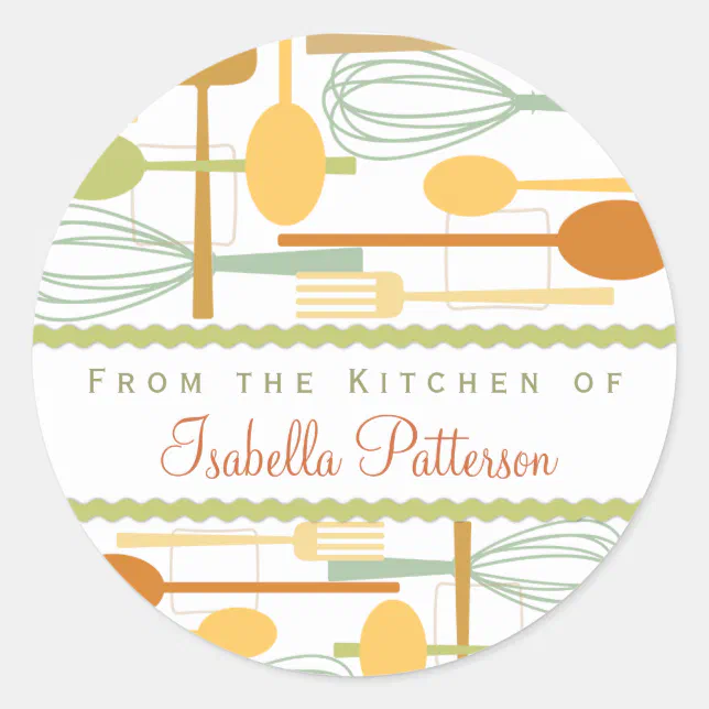 From the Kitchen Retro Cooking Utensils Sticker | Zazzle