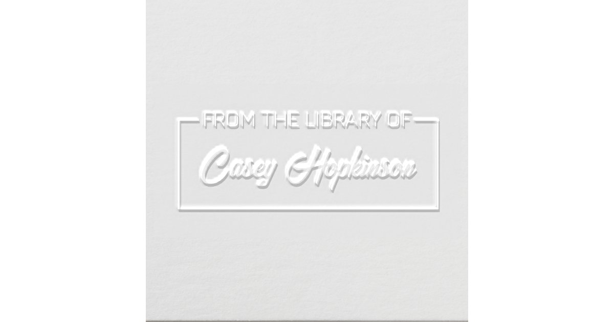 From the Library of Book sticker custom modern Embosser | Zazzle