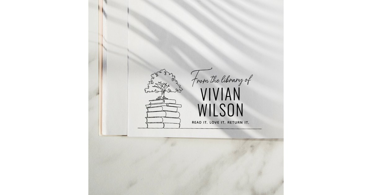From The Library Of Custom Name Tree Bookplate Rubber Stamp | Zazzle