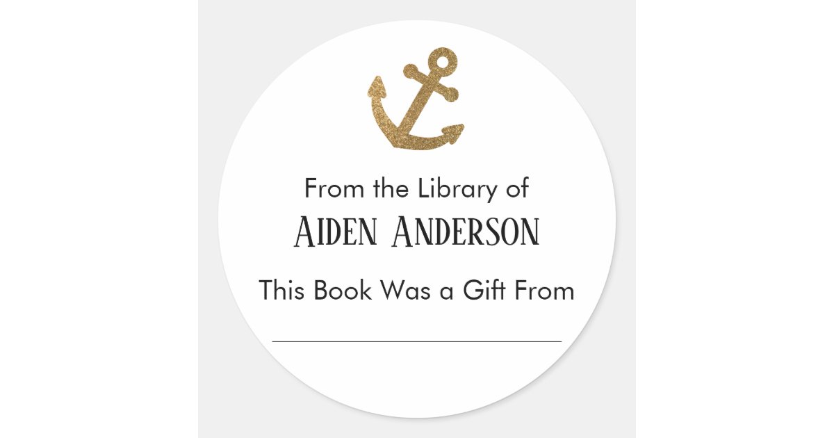 From the Library of Simple Gold Anchor Bookplate | Zazzle