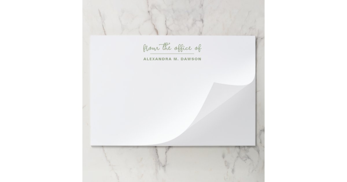 From The Office Of Modern Minimalist Sage Green Paper Pad | Zazzle