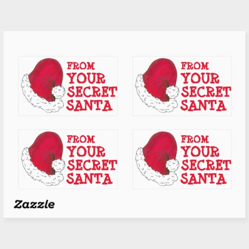 From Your Secret Santa Claus Red Christmas Xmas Rectangular Sticker ...