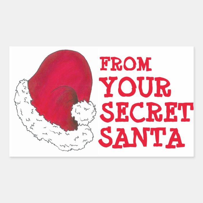From Your Secret Santa Claus Red Christmas Xmas Rectangular Sticker ...