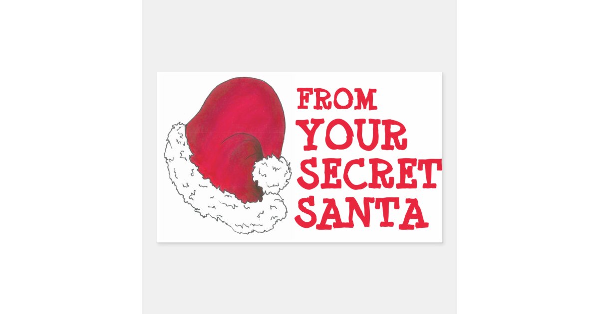 From Your Secret Santa Claus Red Christmas Xmas Rectangular Sticker ...