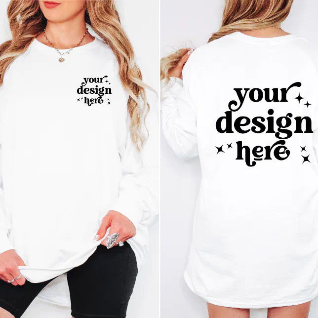 Front and Back Design Custom Logo Long Sleeved T-Shirt | Zazzle