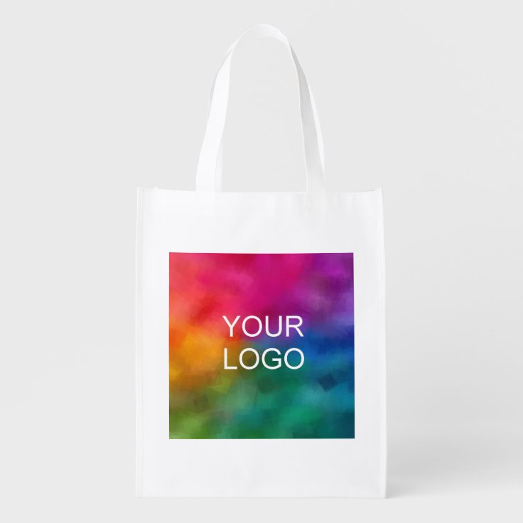 Front And Back Design Upload Add Logo Here Grocery Bag | Zazzle