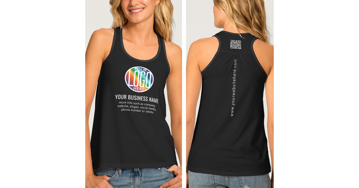 Front Back Custom Printed Logo & QR Code Business Tank Top | Zazzle