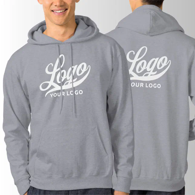 Front +Back print. Business logo Gray Men Women Hoodie | Zazzle