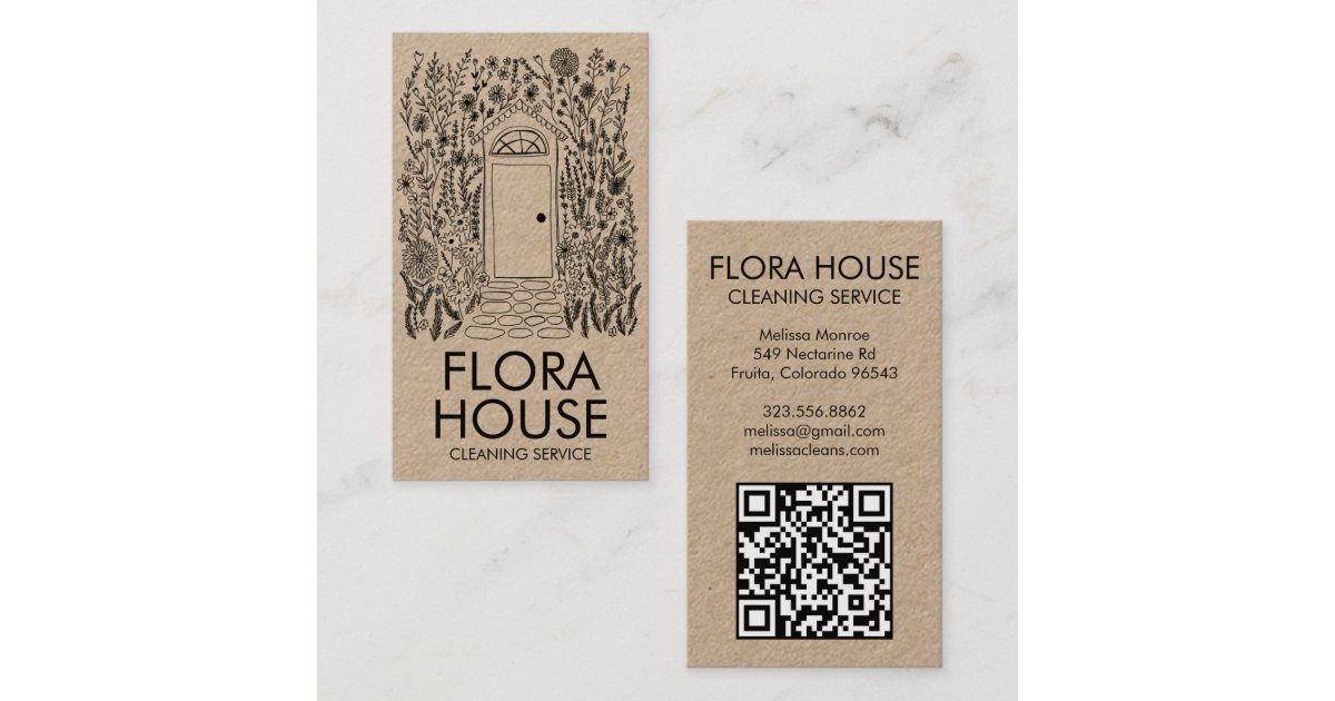 FRONT DOOR House Cleaning Yardwork Garden QR Code Business Card | Zazzle