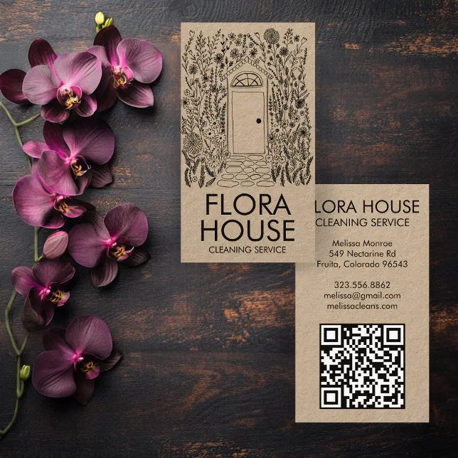 FRONT DOOR House Cleaning Yardwork Garden QR Code Business Card | Zazzle