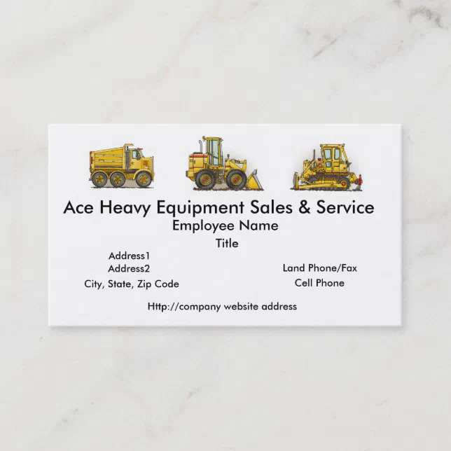 Front Loader Construction Business Cards | Zazzle