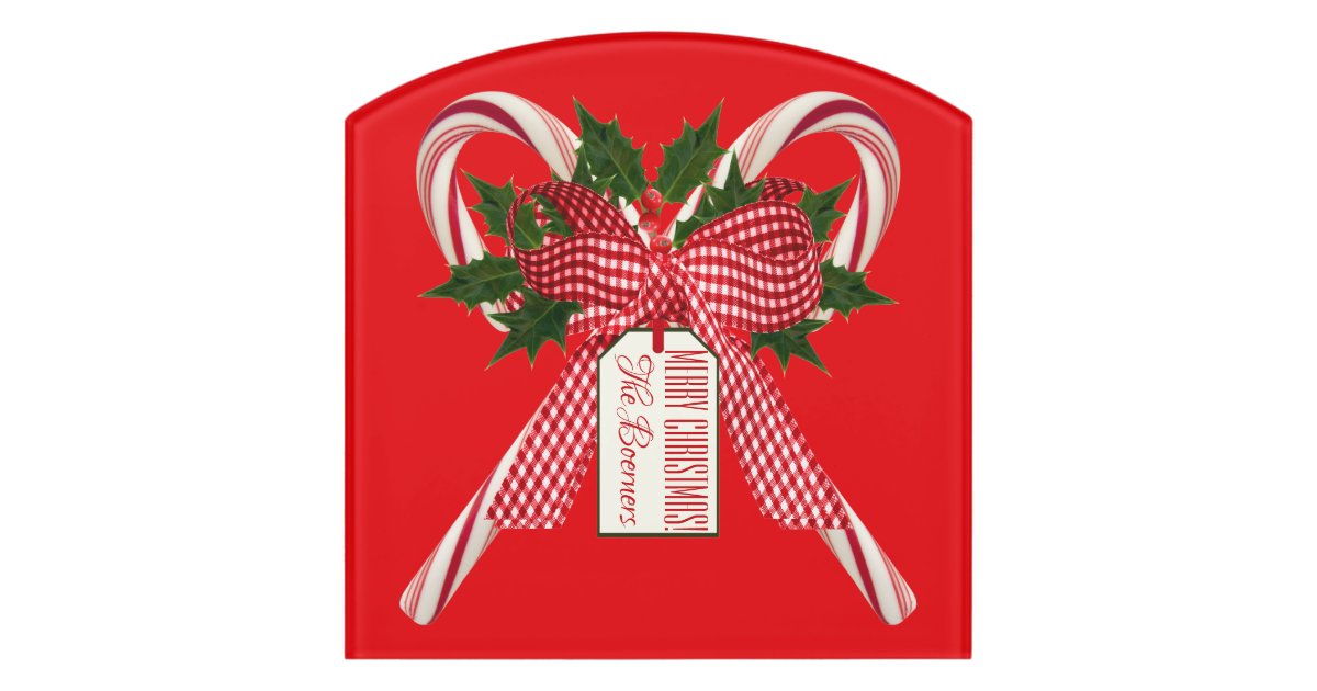 Front Porch Acrylic Christmas Candy Cane Bouquet Door Sign | Zazzle