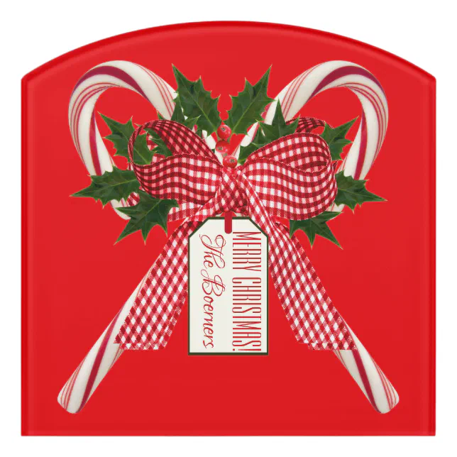 Front Porch Acrylic Christmas Candy Cane Bouquet Door Sign | Zazzle