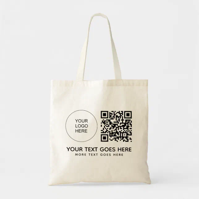 Front Side Print Company Logo QR Code Grocery Tote Bag | Zazzle