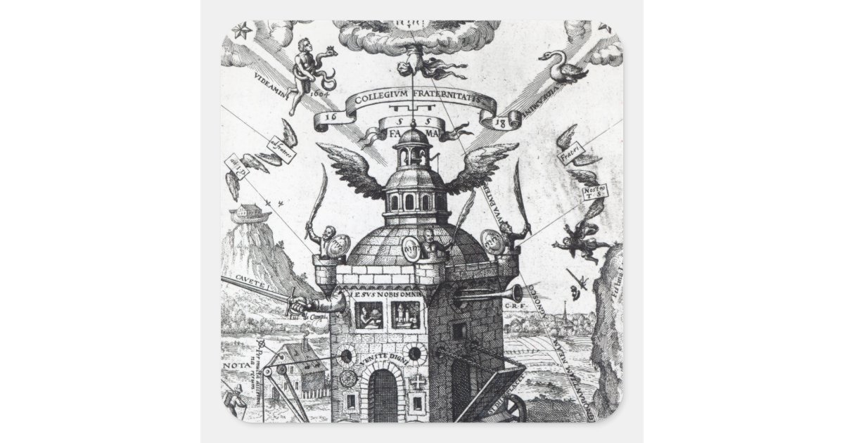 Frontispiece 'Collegium Fama Fraternitatis' Square Sticker | Zazzle