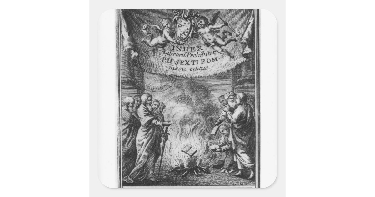 Frontispiece of 'Index Librorum Prohibitorum' Square Sticker | Zazzle