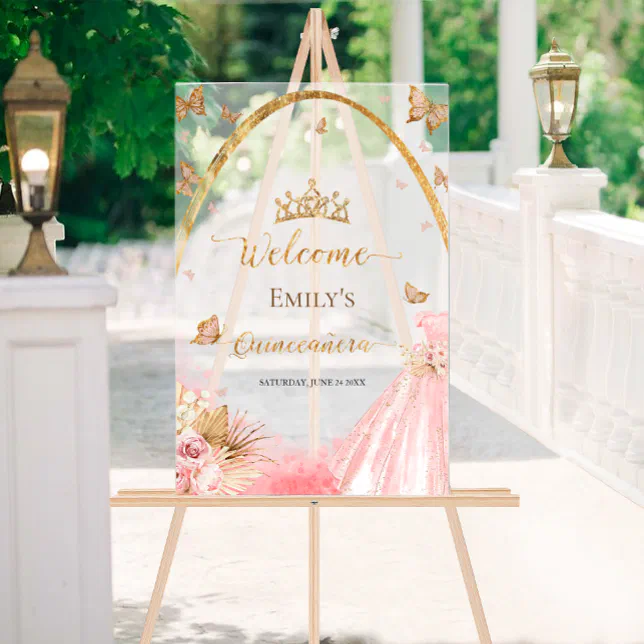 Frosted Acrylic Quinceanera Welcome Sign | Gown | Zazzle