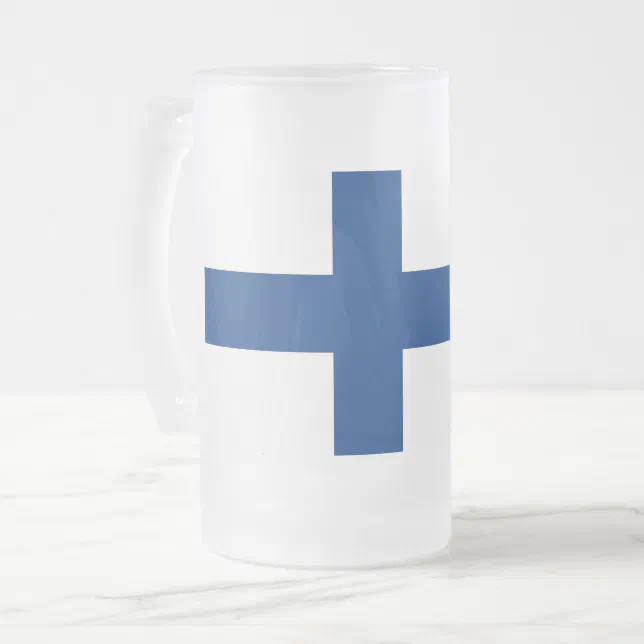 Frosted Glass Mug with flag of Finland | Zazzle