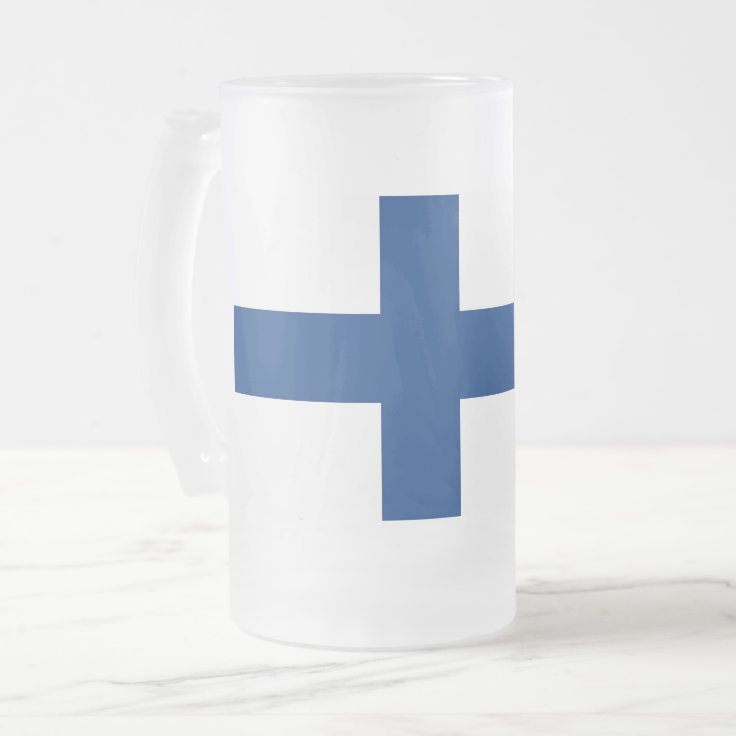 Frosted Glass Mug with flag of Finland | Zazzle