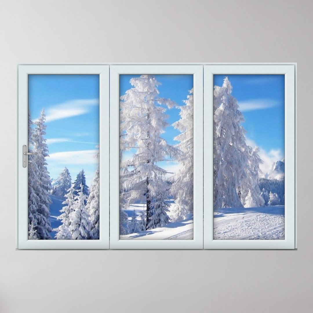 Frosted Trees Window with a View Poster | Zazzle