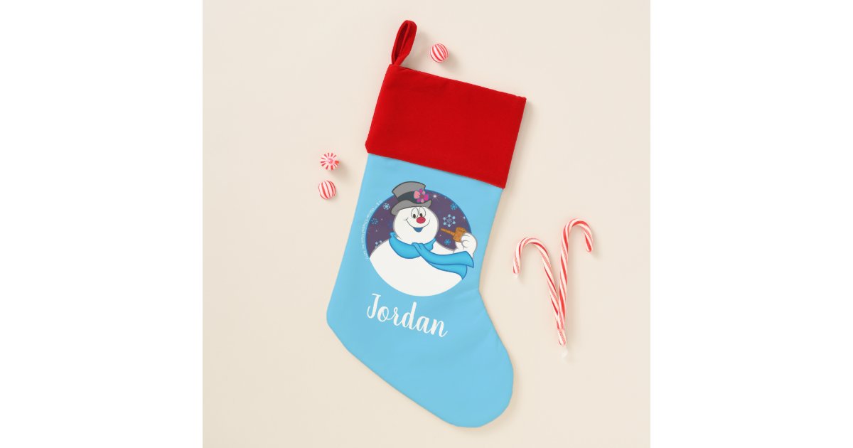Frosty the Snowman™ | Colorful Candy Cane Name Christmas Stocking | Zazzle