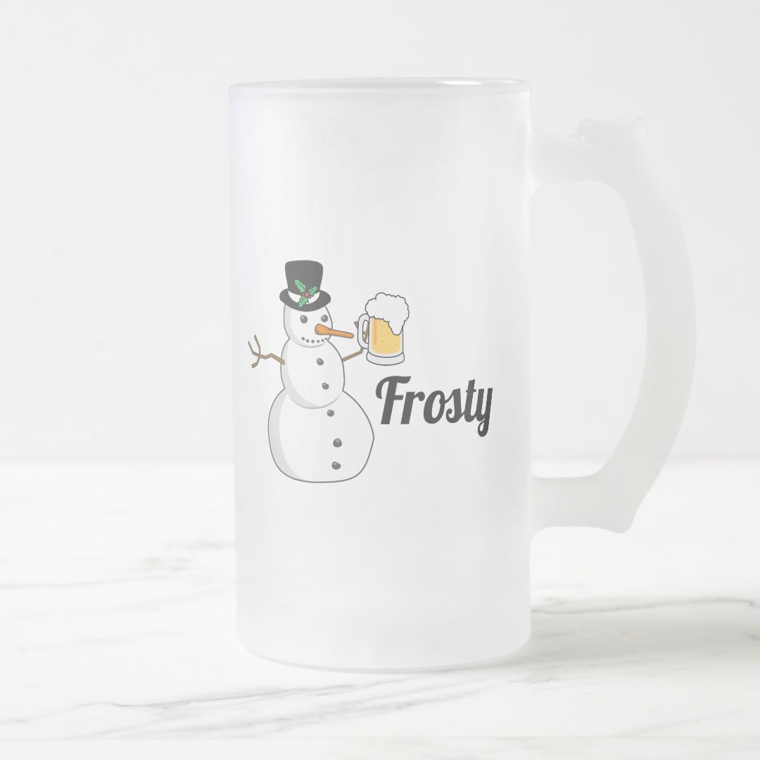 Frosty The Snowman Frosted Glass Beer Mug | Zazzle