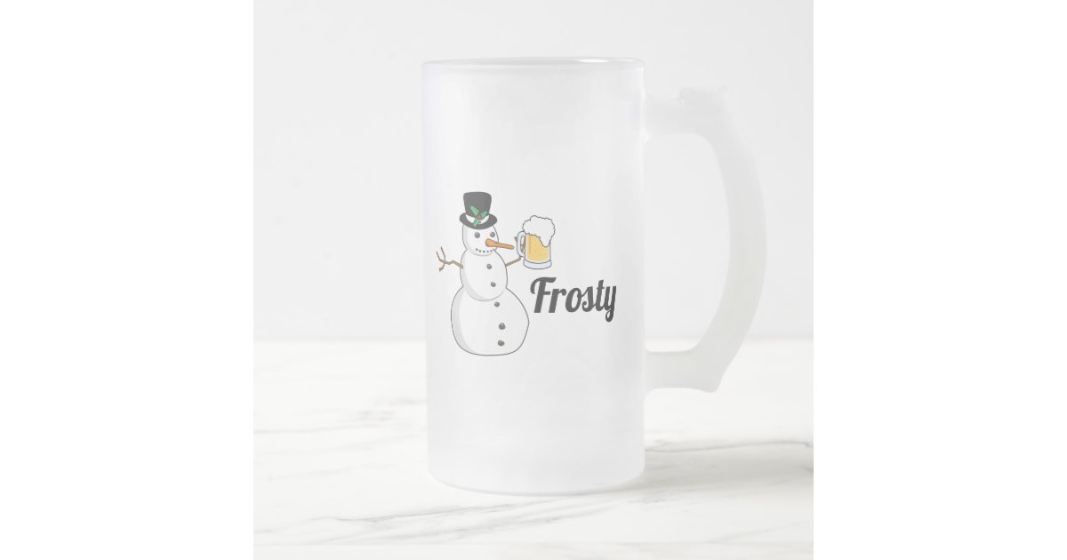 Frosty The Snowman Frosted Glass Beer Mug | Zazzle