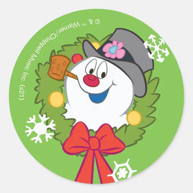 Frosty the Snowman™ | Frosty Holiday Wreath Classic Round Sticker | Zazzle