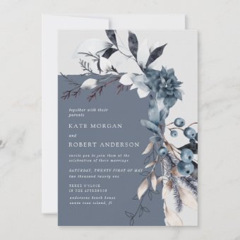 Frosty Winter Floral Wedding Invitation | Zazzle