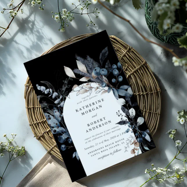 Frosty Winter Floral Wedding Invitation | Zazzle
