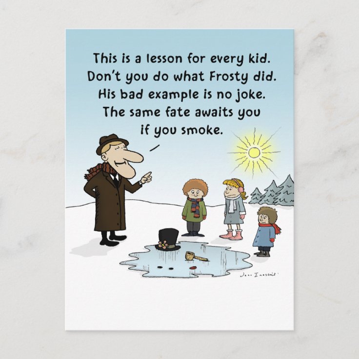 Frosty's Bad Example - Funny Christmas Dark Humor Holiday Postcard | Zazzle