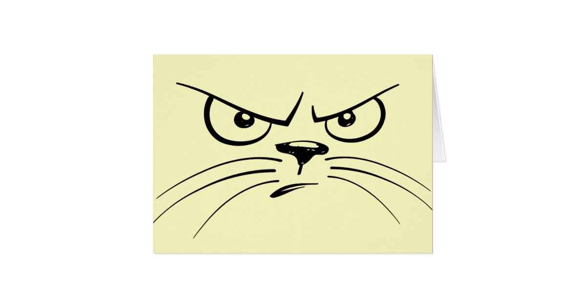 Frowning Drawn Cat Face | Zazzle