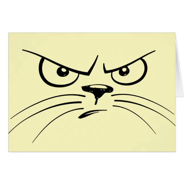 Frowning Drawn Cat Face | Zazzle