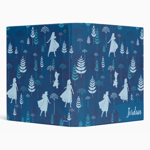 Frozen 2: Anna, Elsa, & Olaf Blue Foliage Pattern 3 Ring Binder | Zazzle