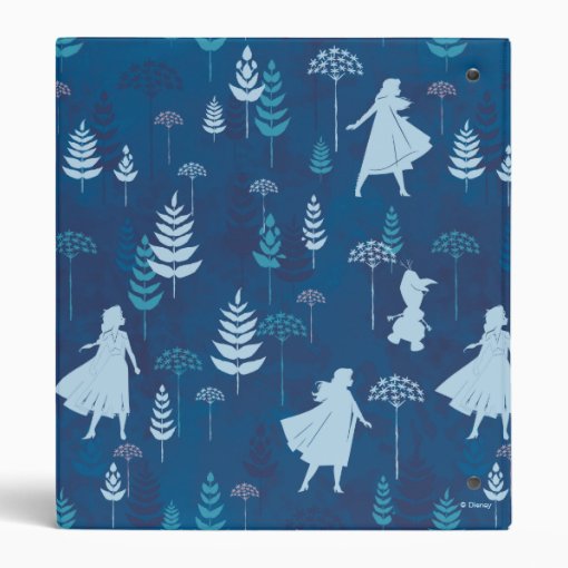Frozen 2: Anna, Elsa, & Olaf Blue Foliage Pattern 3 Ring Binder | Zazzle