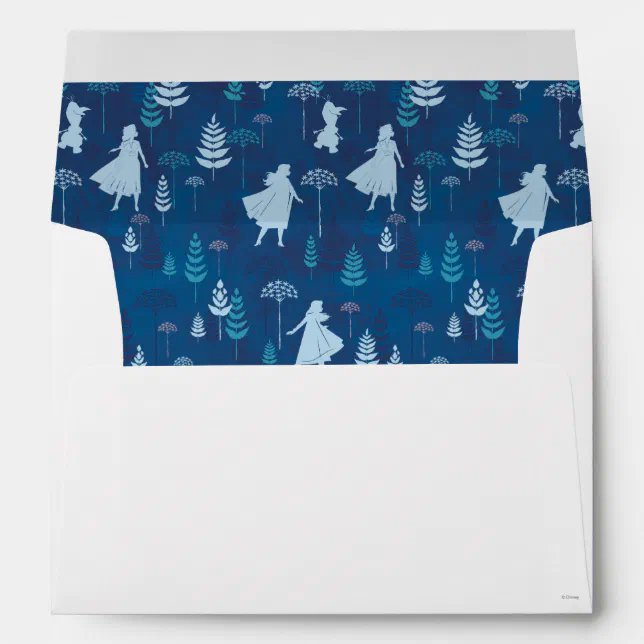 Frozen 2: Anna, Elsa, & Olaf Blue Foliage Pattern Envelope | Zazzle