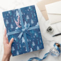 Frozen 2: Anna, Elsa, & Olaf Blue Foliage Pattern Wrapping Paper | Zazzle