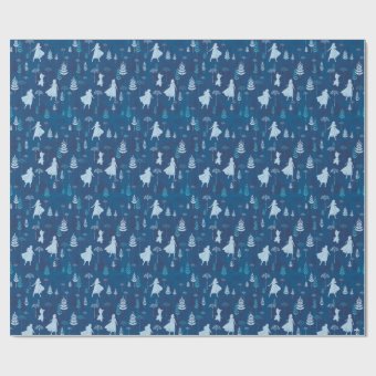 Frozen 2: Anna, Elsa, & Olaf Blue Foliage Pattern Wrapping Paper | Zazzle