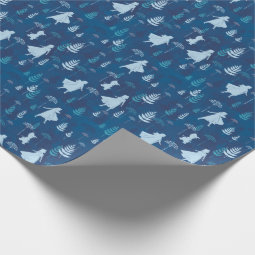Frozen 2: Anna, Elsa, & Olaf Blue Foliage Pattern Wrapping Paper | Zazzle