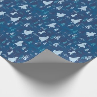 Frozen 2: Anna, Elsa, & Olaf Blue Foliage Pattern Wrapping Paper | Zazzle
