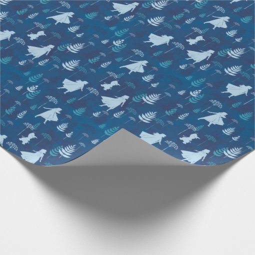 Frozen 2: Anna, Elsa, & Olaf Blue Foliage Pattern Wrapping Paper | Zazzle